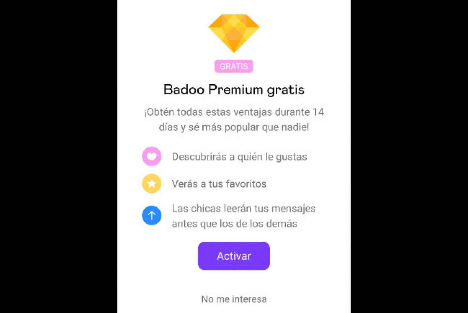 Badoo Premium Gratis durante 14 días en 2026 sin pagar